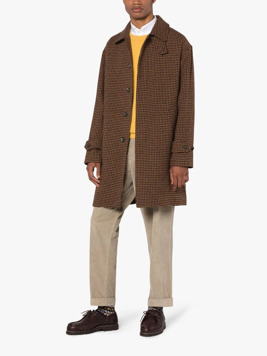 MACKINTOSH - Soho Brown Houndstooth Wool Overcoat - Tempo