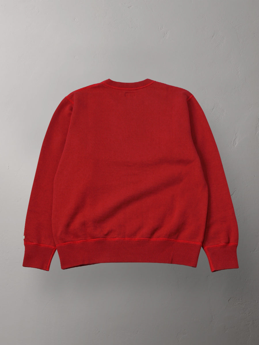 THE FLAT HEAD - Tsuriami Loopwheel Crew Neck Sweatshirt in Red FN-SWC ...